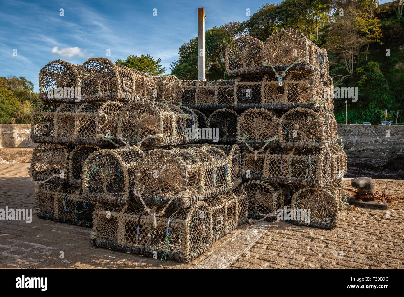 Fish baskets, seen in Ilfracombe harbour, Devon, England, UK Stock ...