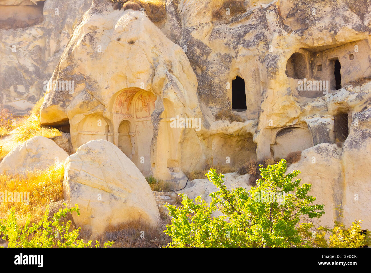 Ancient church, the largest rock-cut monastery of Cappadocia, Turkey ...