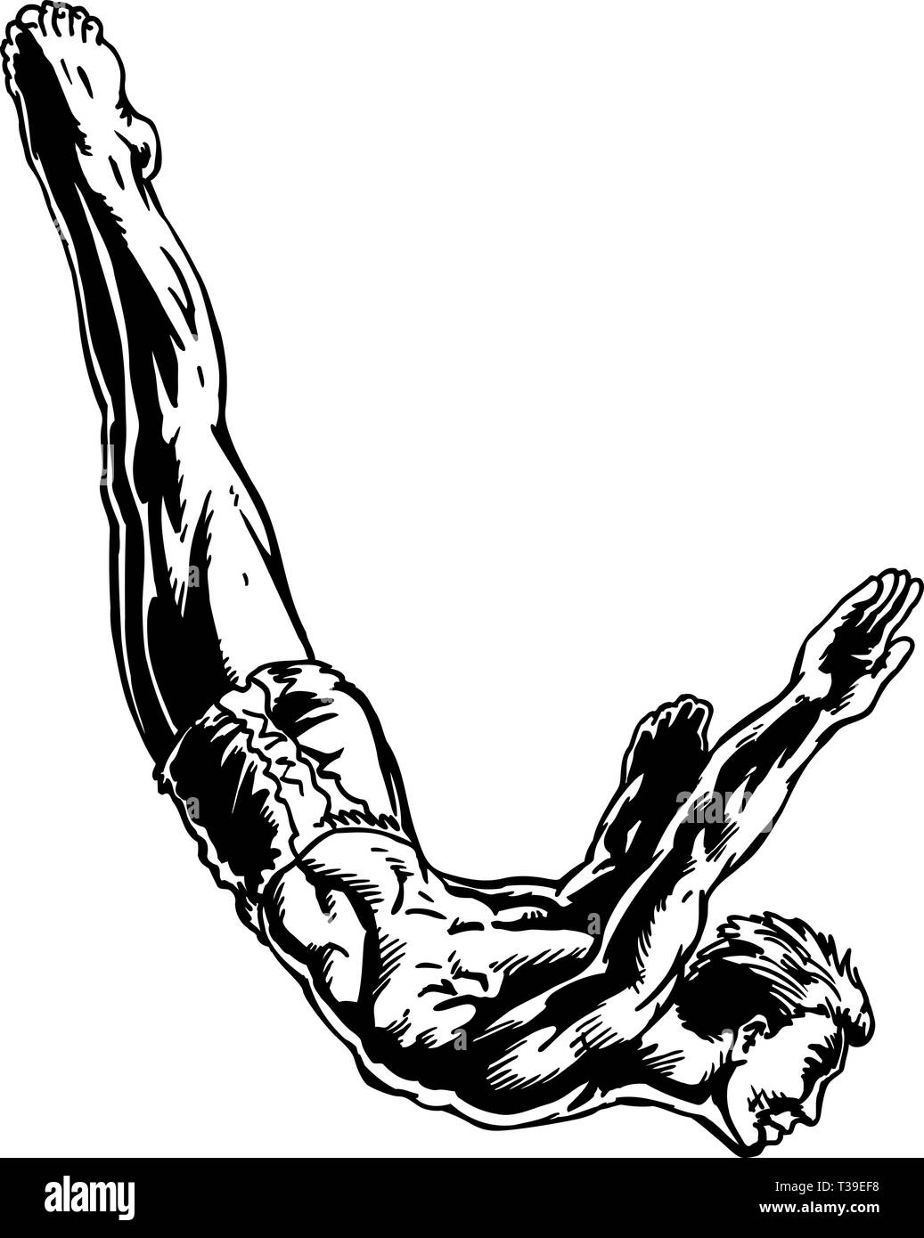 Diver illustration Black and White Stock Photos & Images - Alamy