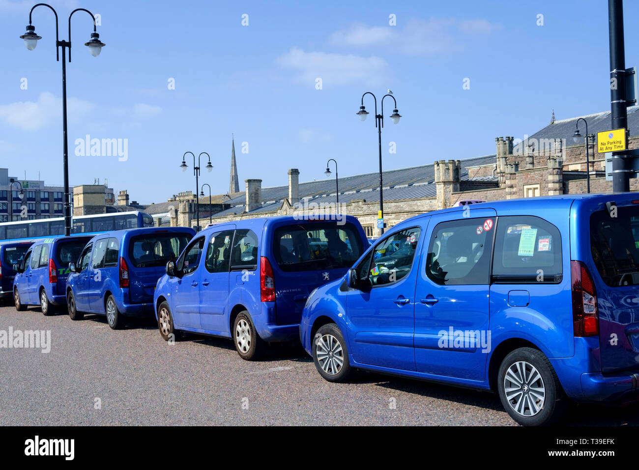 Bristol Blue Taxis Temple Meads Station Bristol Stock Photo - Alamy