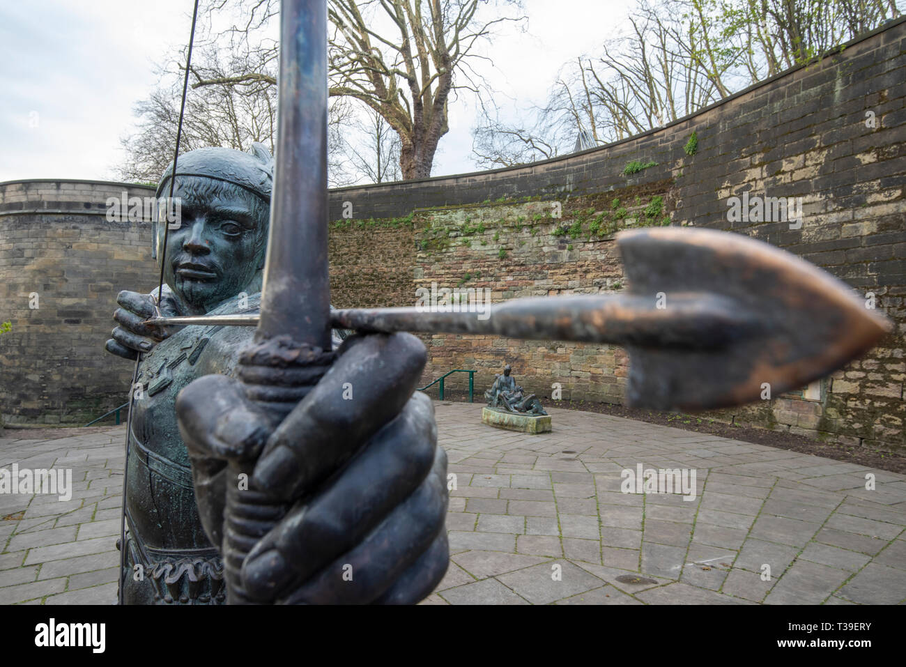 The newly repaired Robin Hood Statue, by the Castle in Nottingham City ...