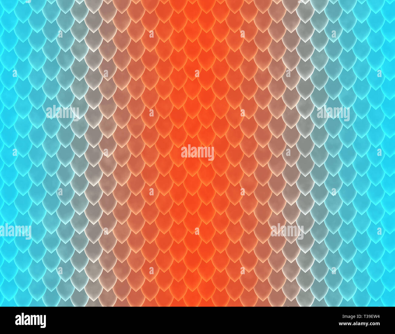 Light blue and deep orange gradient snake skin seamless pattern, sharp ...