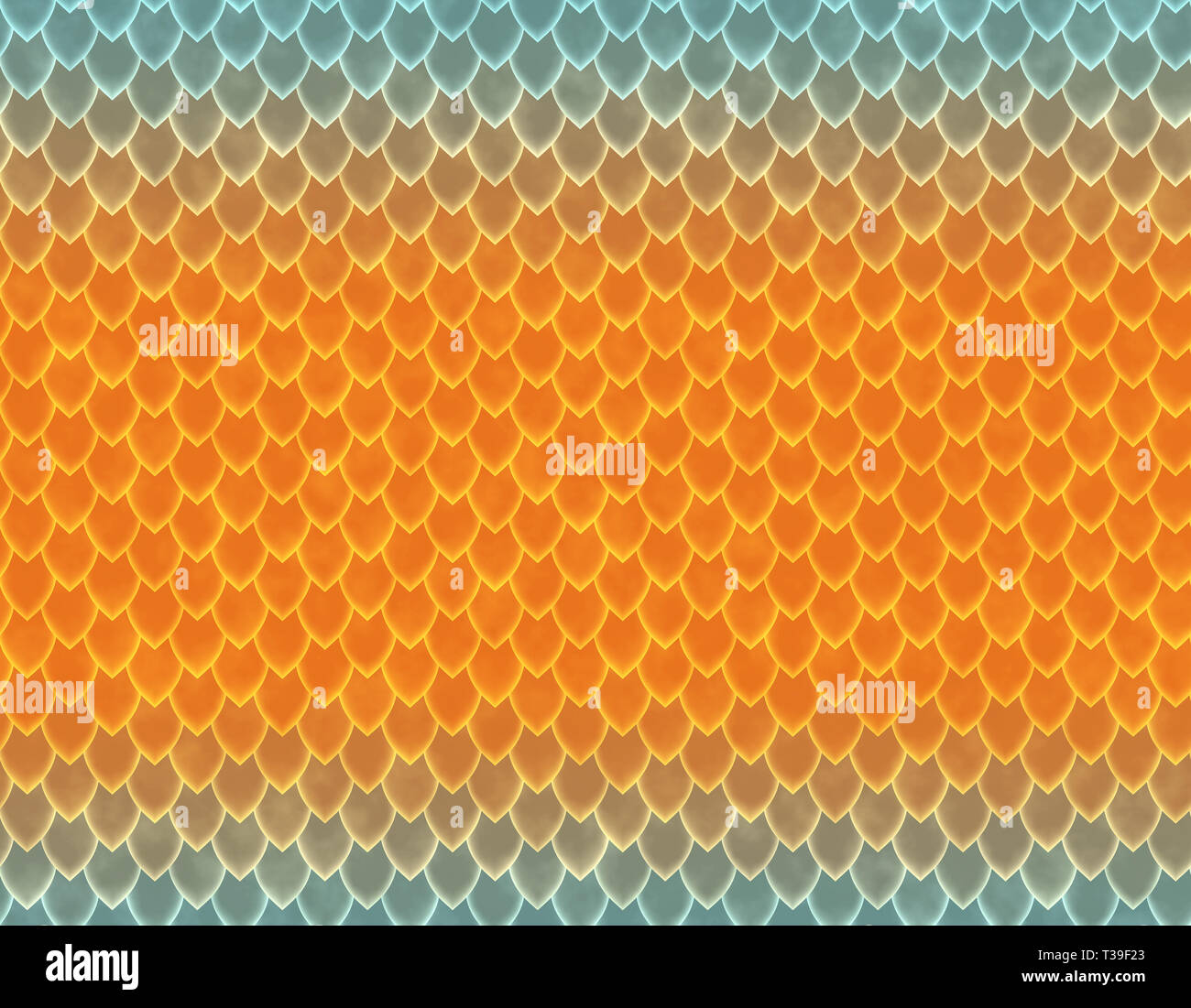 Light blue and orange gradient snake skin seamless pattern, sharp scale ...