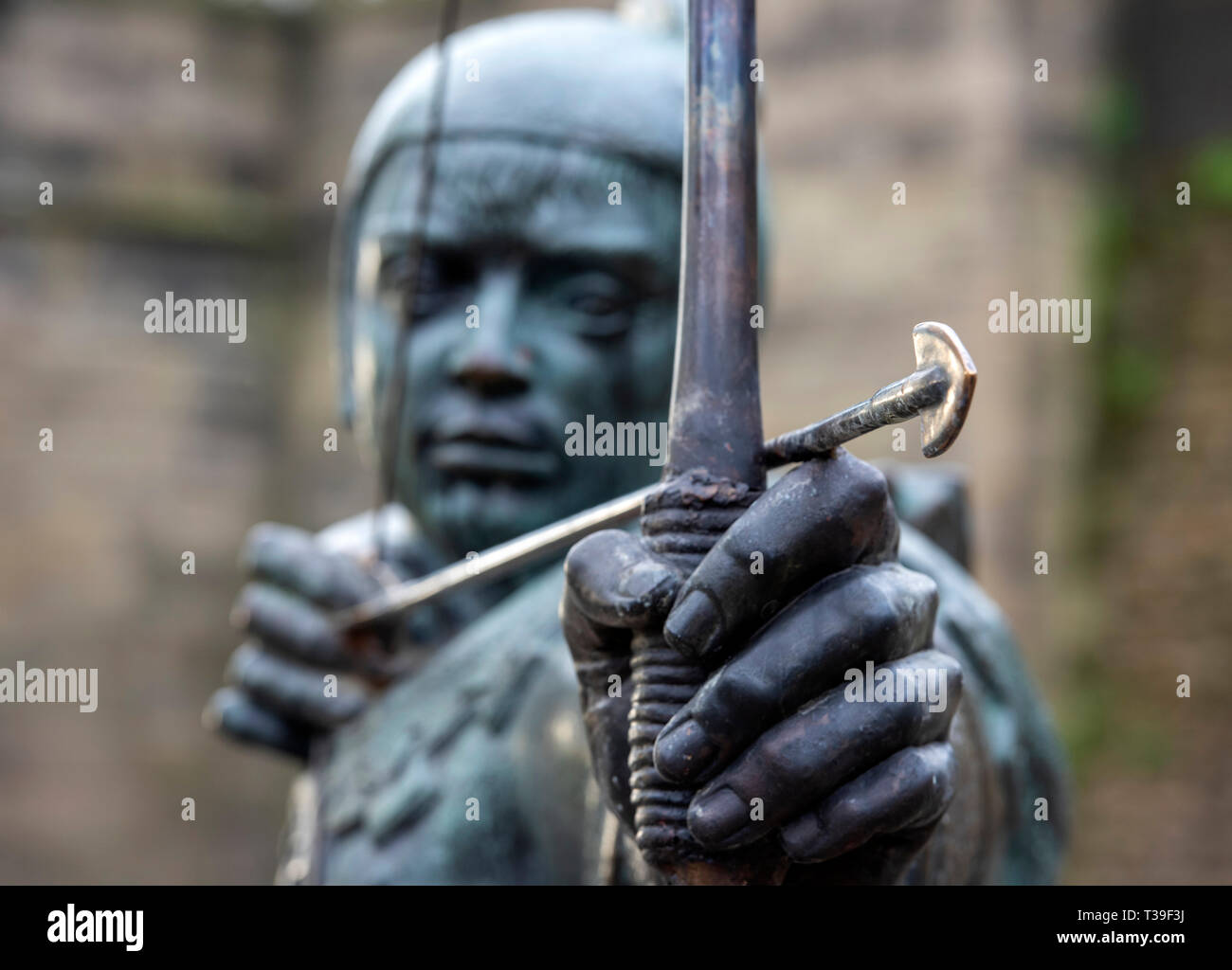 The newly repaired Robin Hood Statue, by the Castle in Nottingham City ...