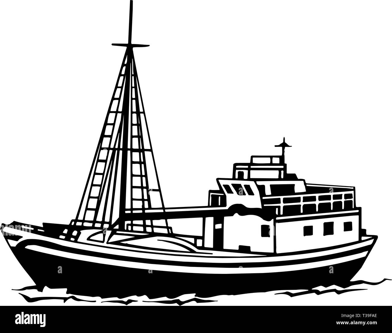 Fishing Trawler Illustration Stock Vector Image & Art - Alamy