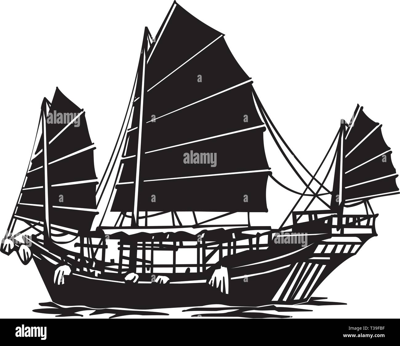 Chinese junk illustration hi-res stock photography and images - Alamy