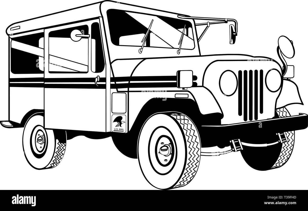 Postal Jeep Vector Illustration Stock Vector Image & Art - Alamy