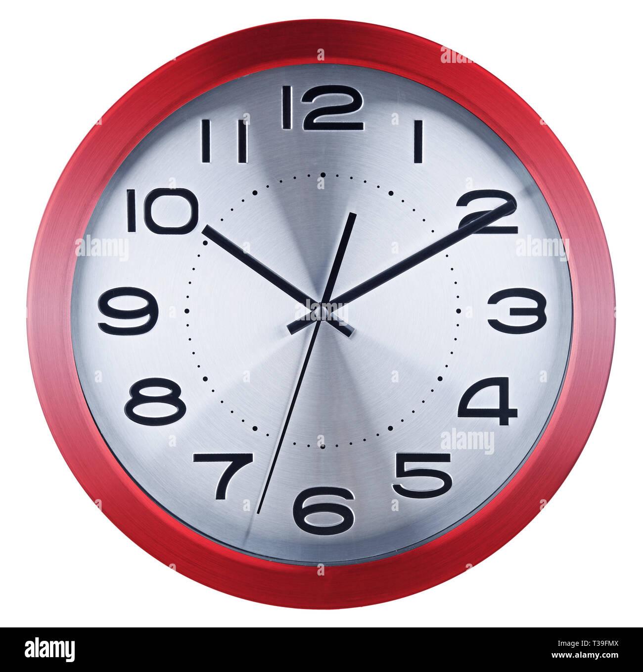 Wall clock isolated on white background. Ten past ten Stock Photo - Alamy