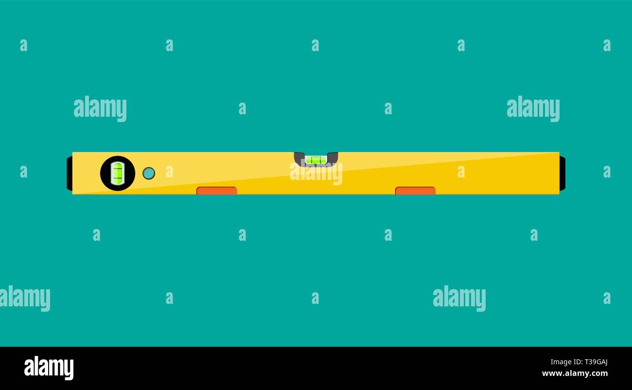 Yellow building level. plastic bubble level, vector illustration in ...