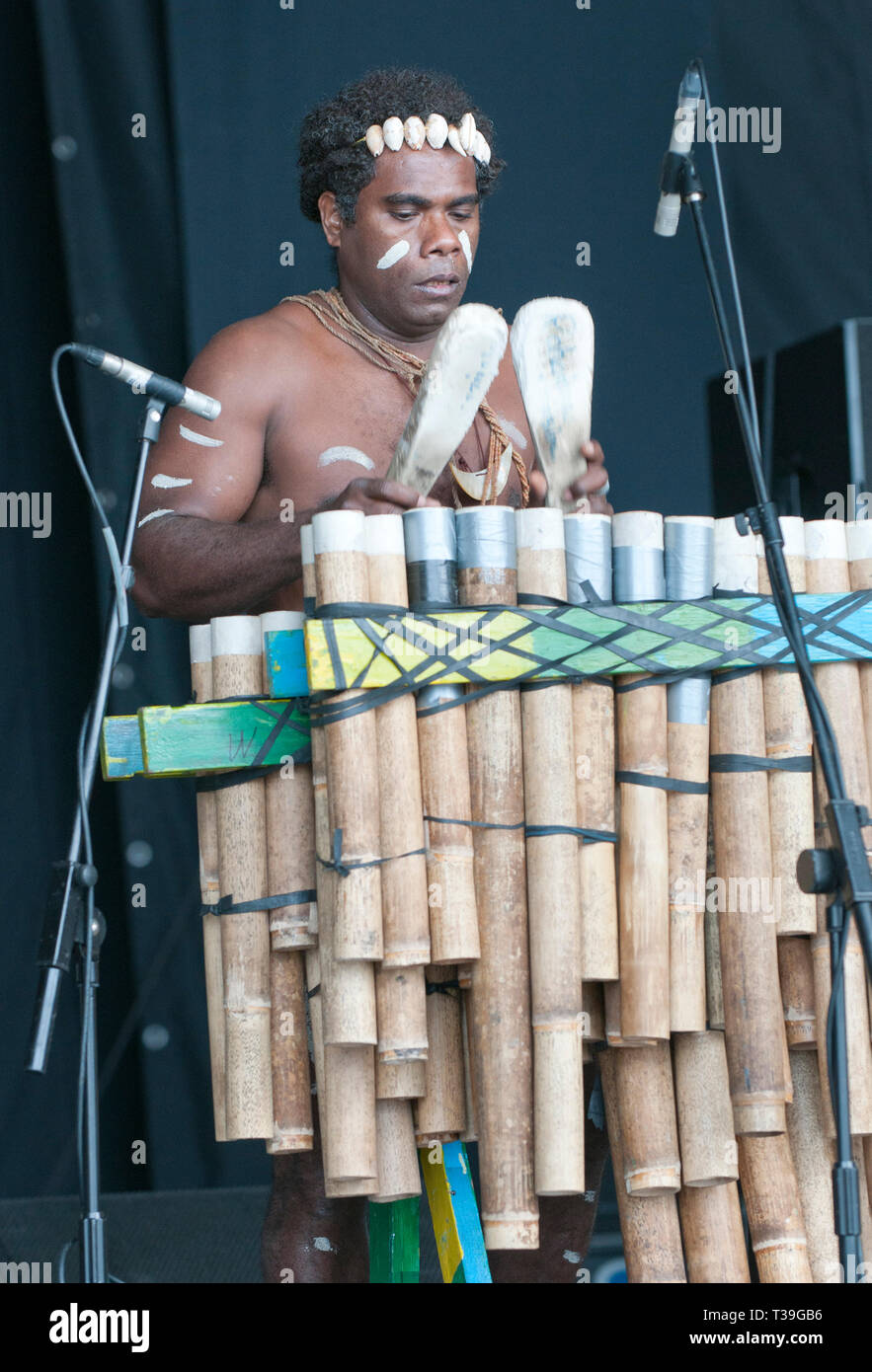 Man playing pan pipes hi-res stock photography and images - Alamy