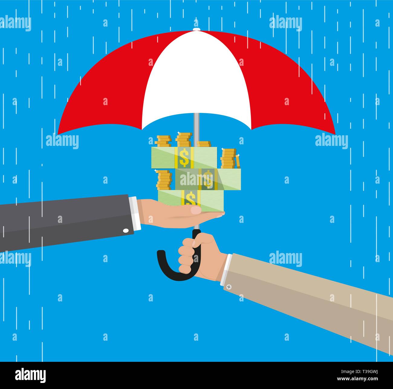 Umbrella to protect money. money protection, financial savings concpet ...