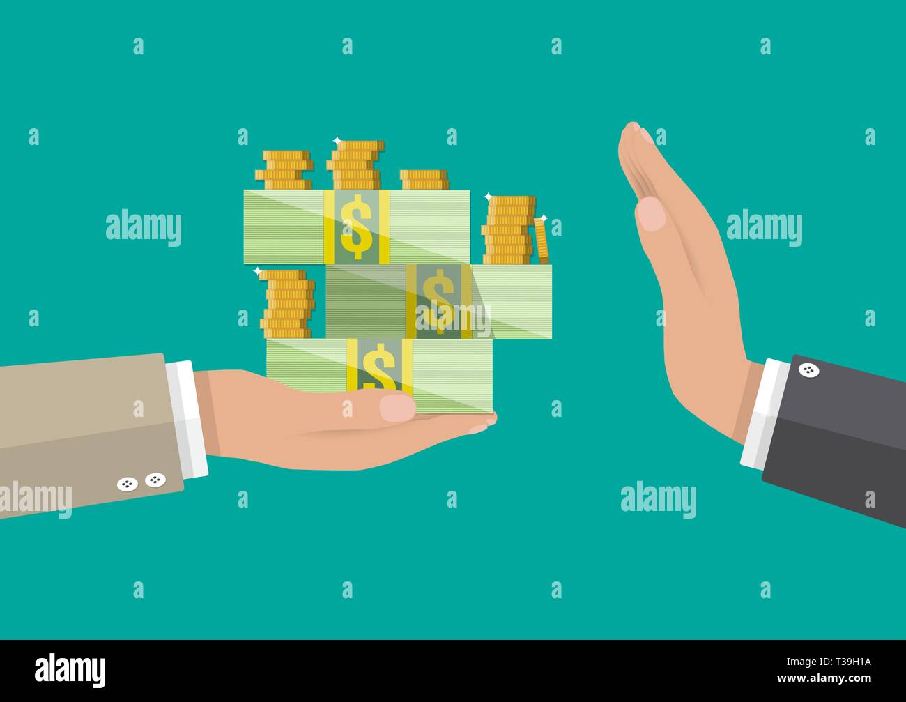 hand giving money to other hand. anti Corruption concept. vector ...