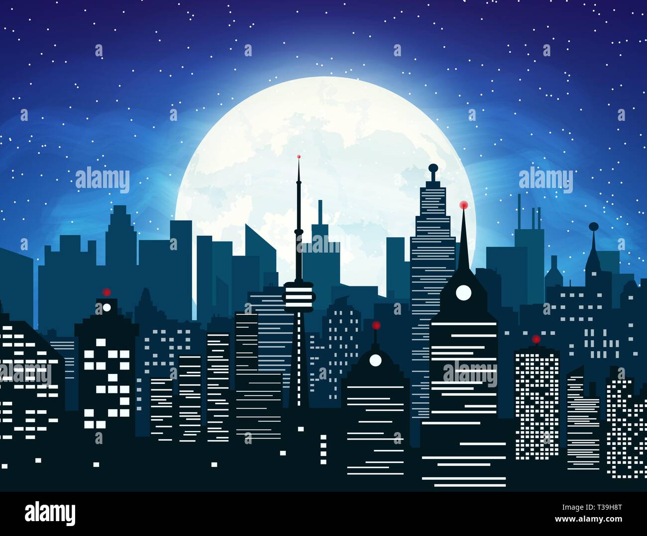 City Night Skyline Vector
