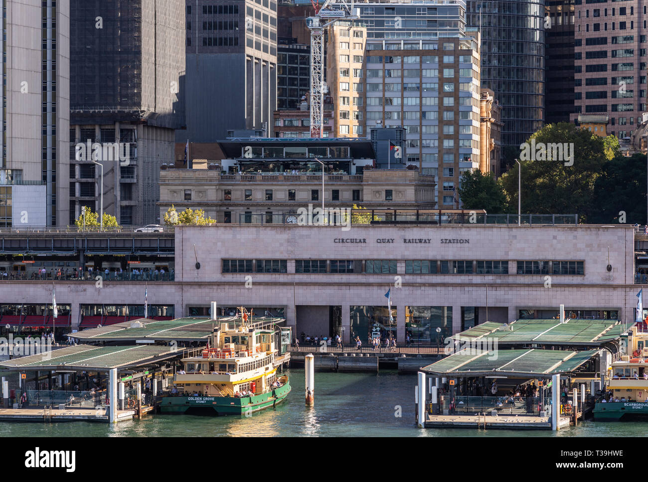 Sydney, Australia - February 12, 2019: Closeup of Ferry terminal and ...