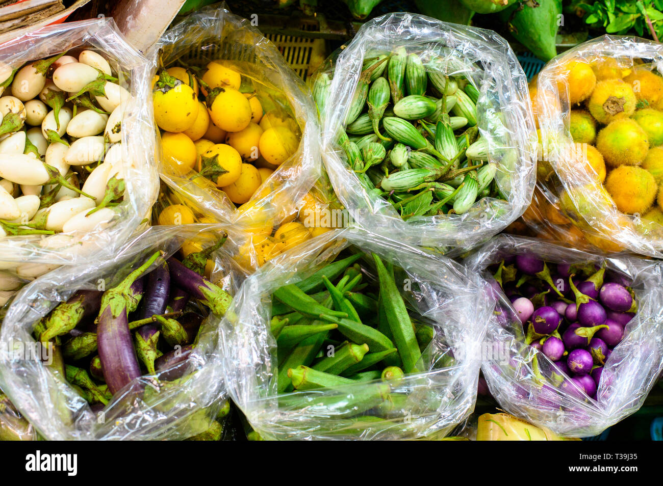 Variety of fresh vegetables in long stall hi-res stock photography and ...