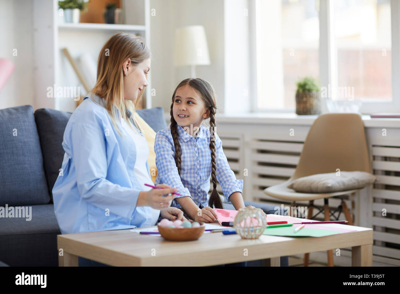 Mother and Daughter at Home Stock Photo - Alamy