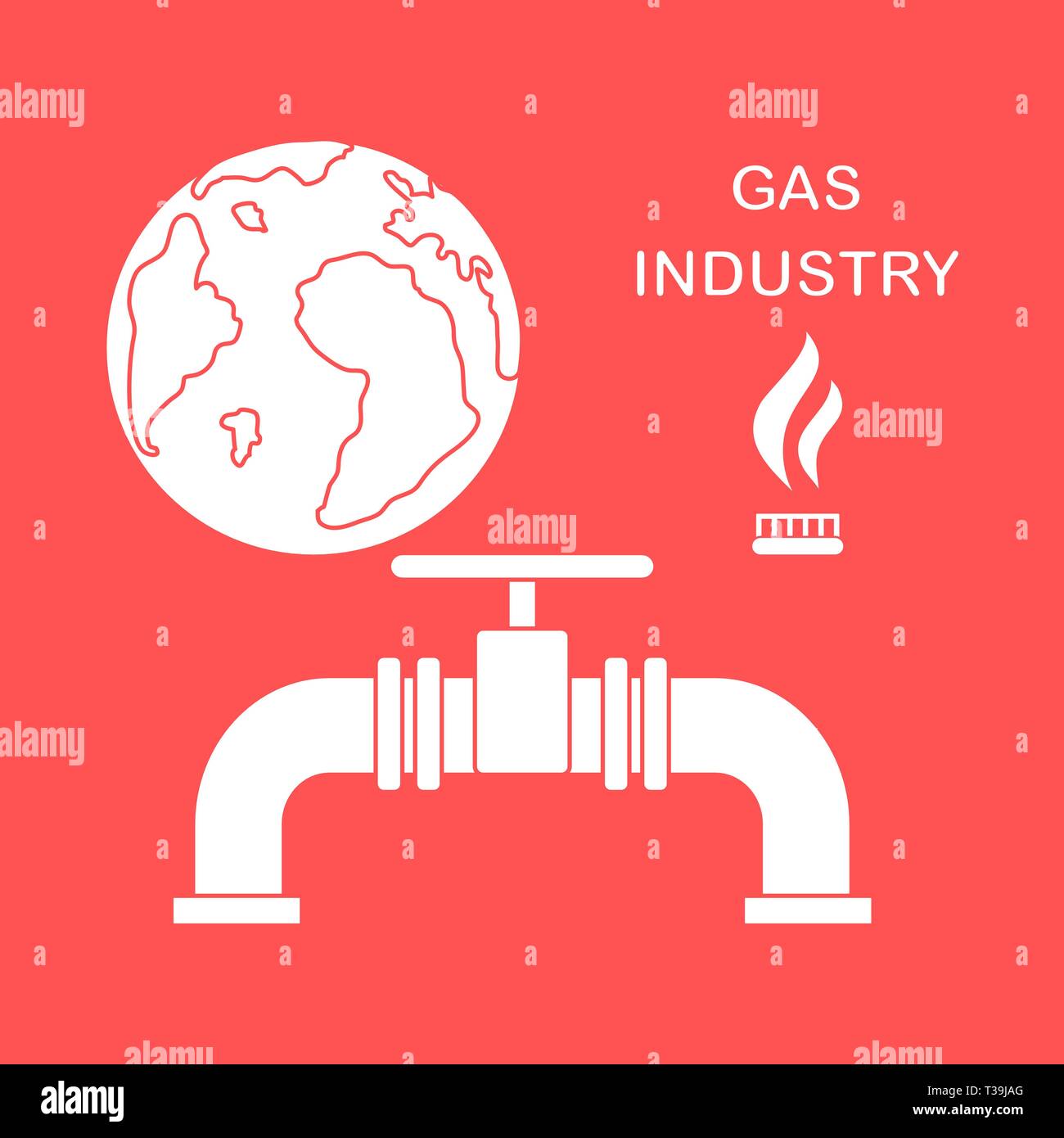 Vector illustration with equipment for gas production and earth. Gas ...