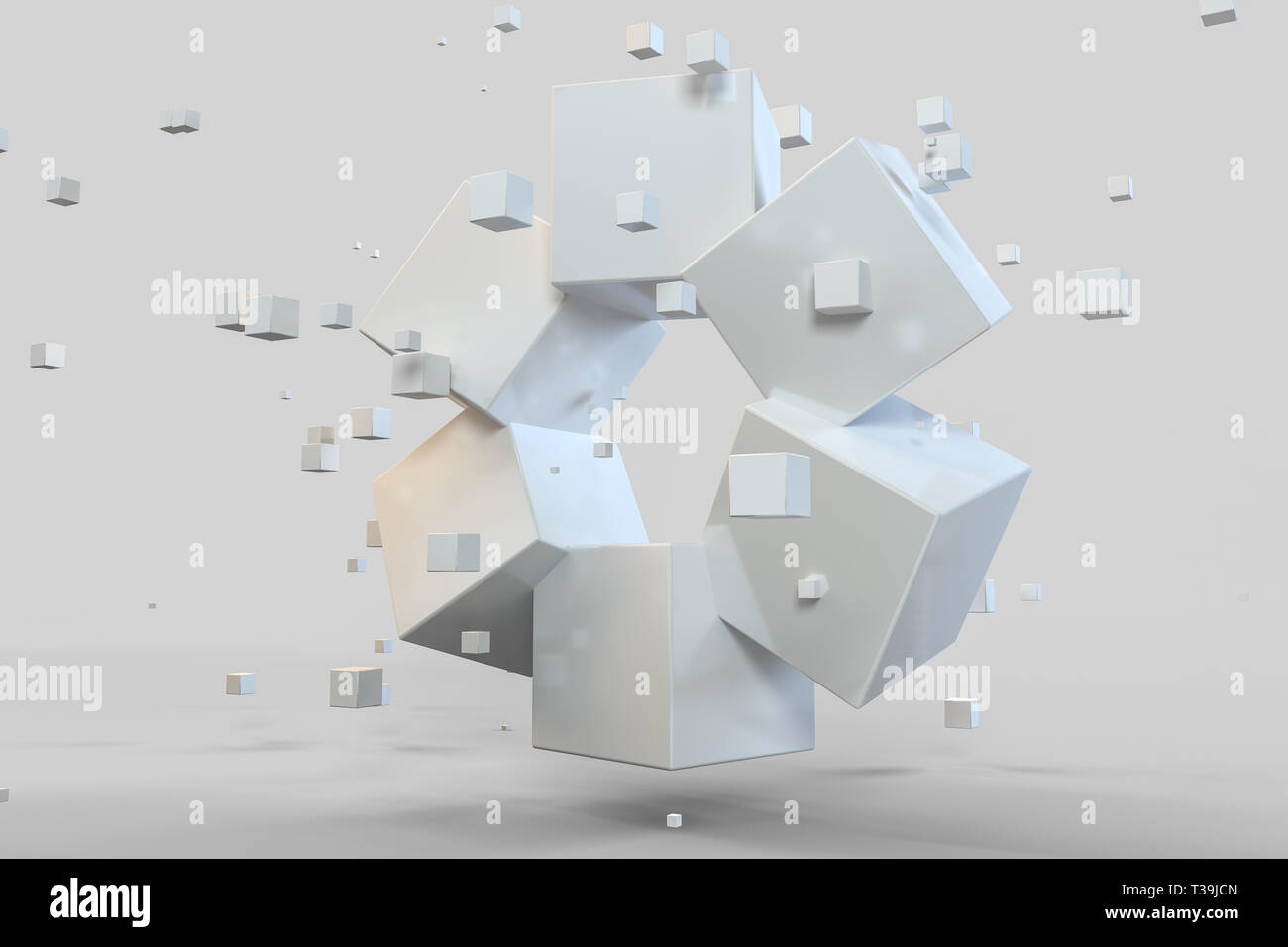 3d rendering, creative cubes with sense of science and technology ...