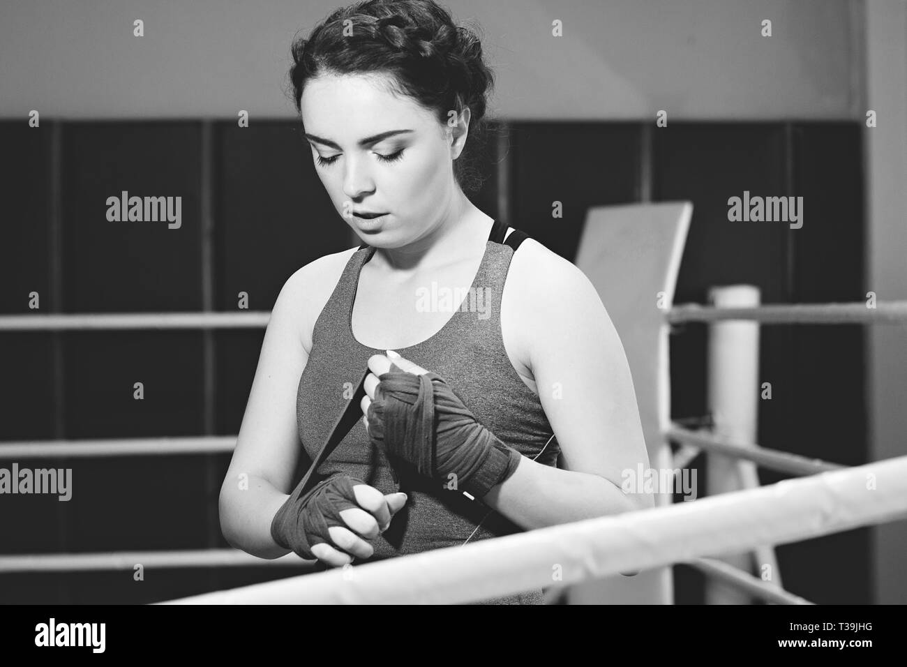 Boxing ring girls Black and White Stock Photos & Images - Alamy
