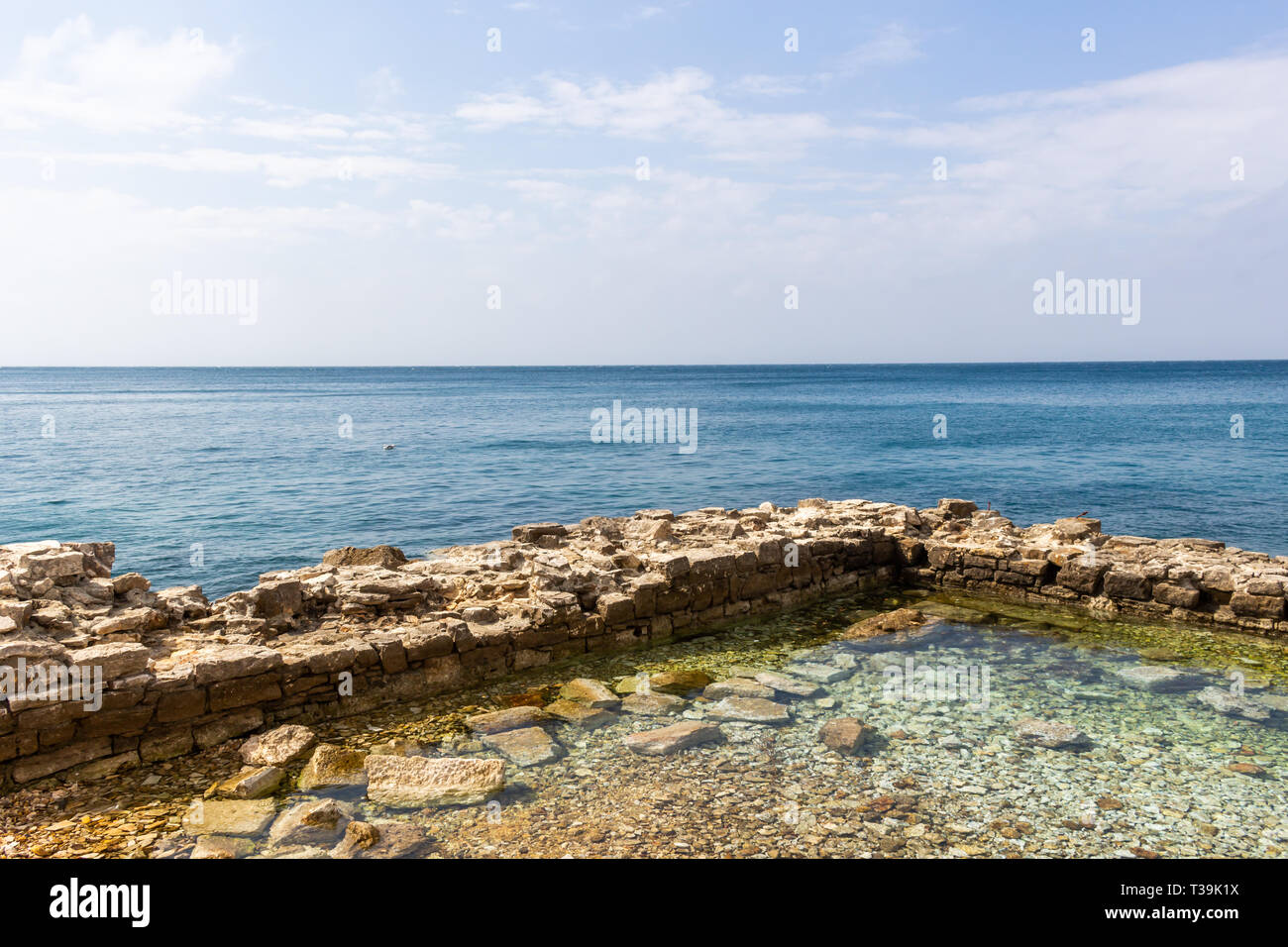 Natural swimming pool on Verudela beach in Pula, Croatia Stock Photo ...