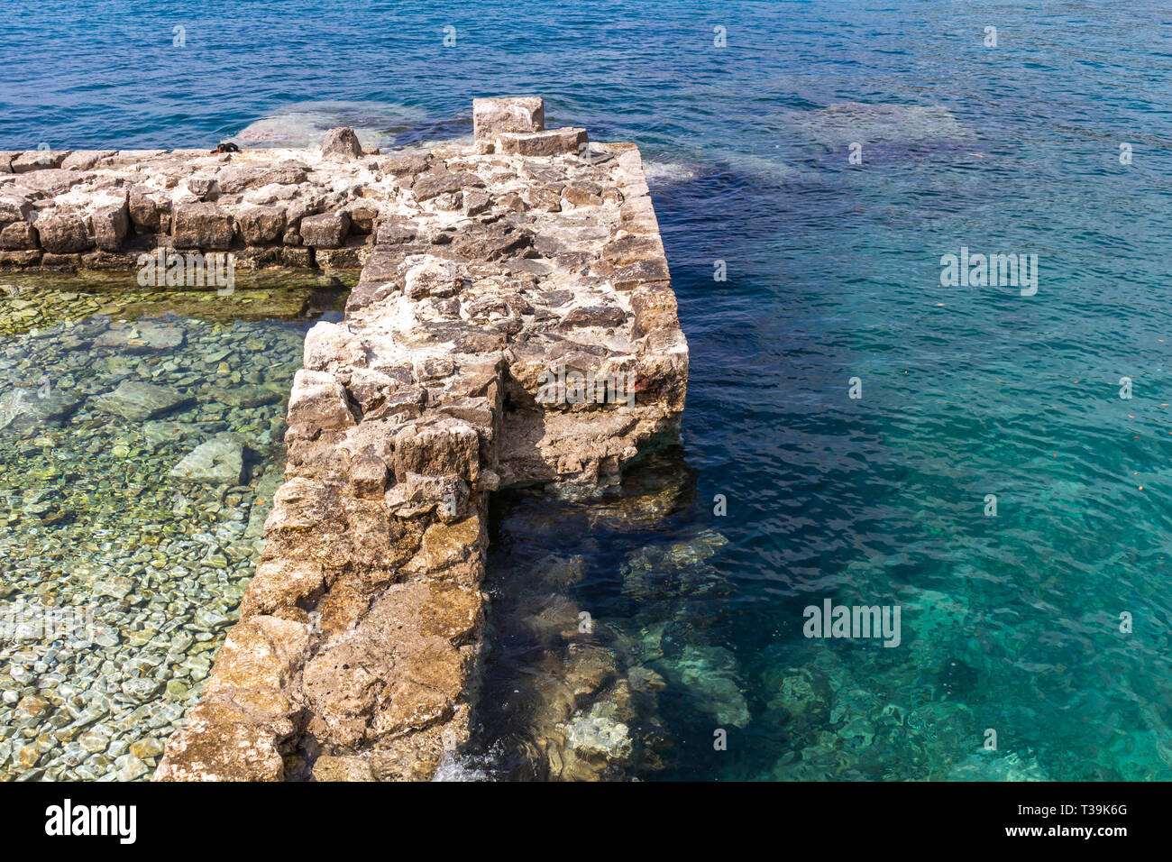 Natural swimming pool on Verudela beach in Pula, Croatia Stock Photo ...