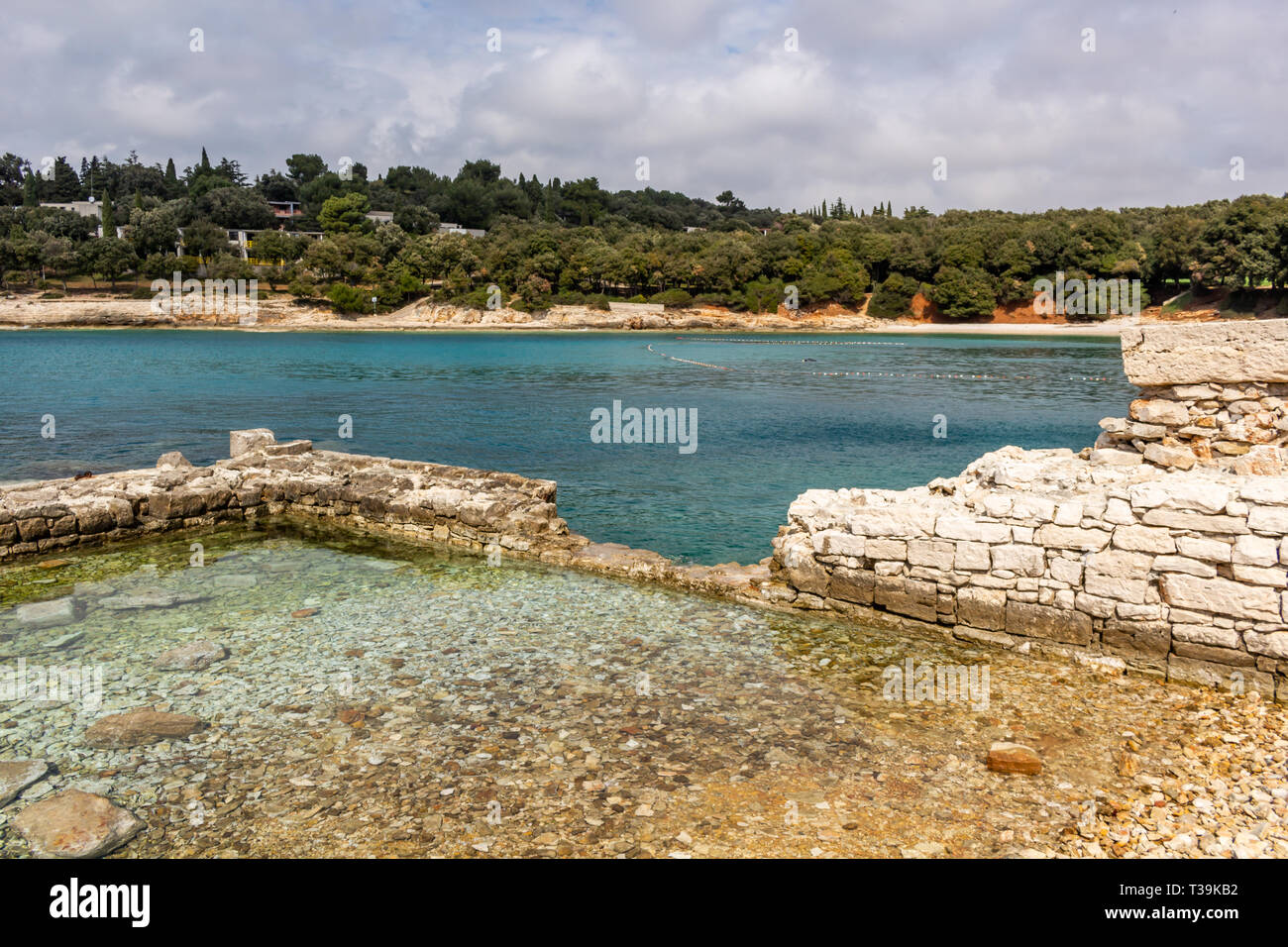 Natural swimming pool on Verudela beach in Pula, Croatia Stock Photo ...