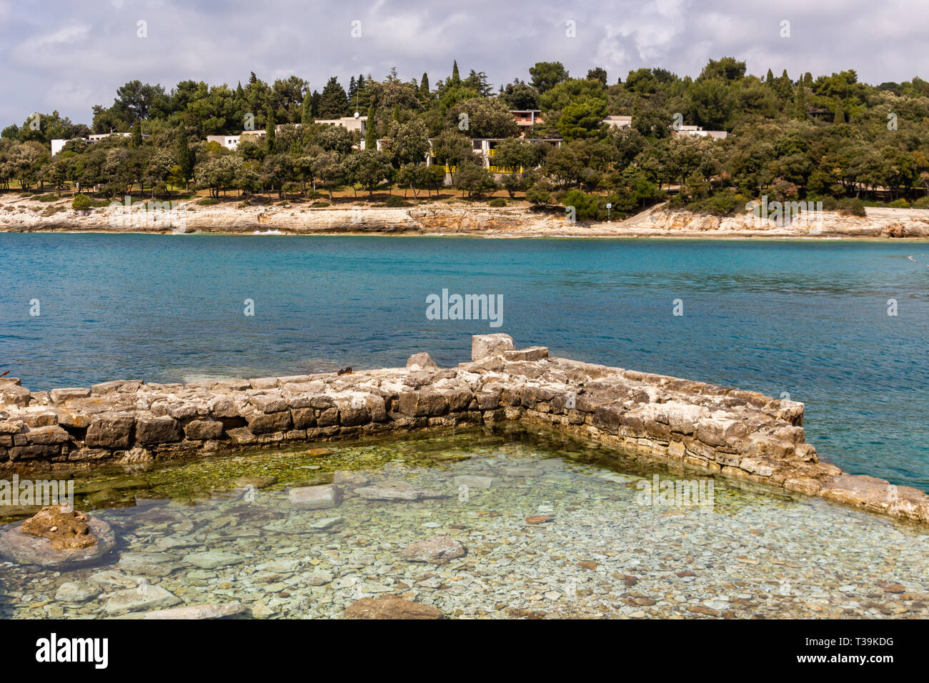 Natural swimming pool on Verudela beach in Pula, Croatia Stock Photo ...