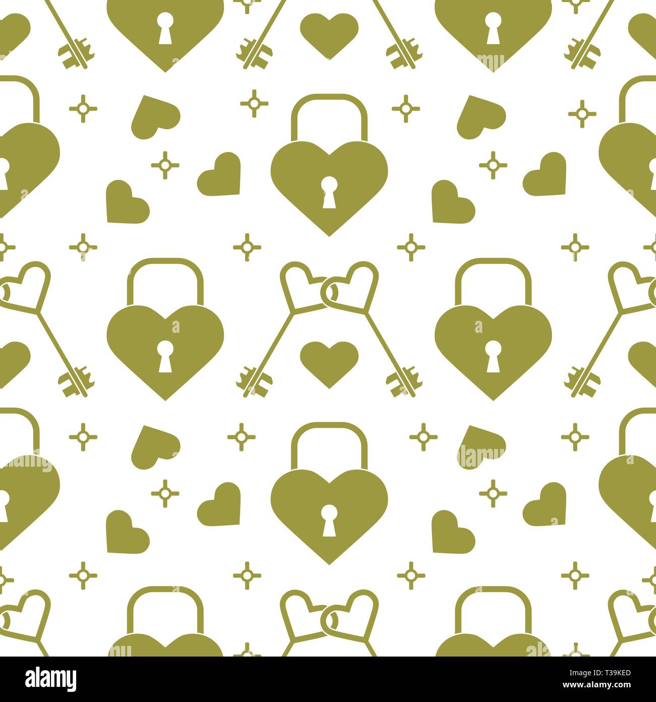 Seamless pattern with hearts, lock, keys in heart shape. Greeting card ...