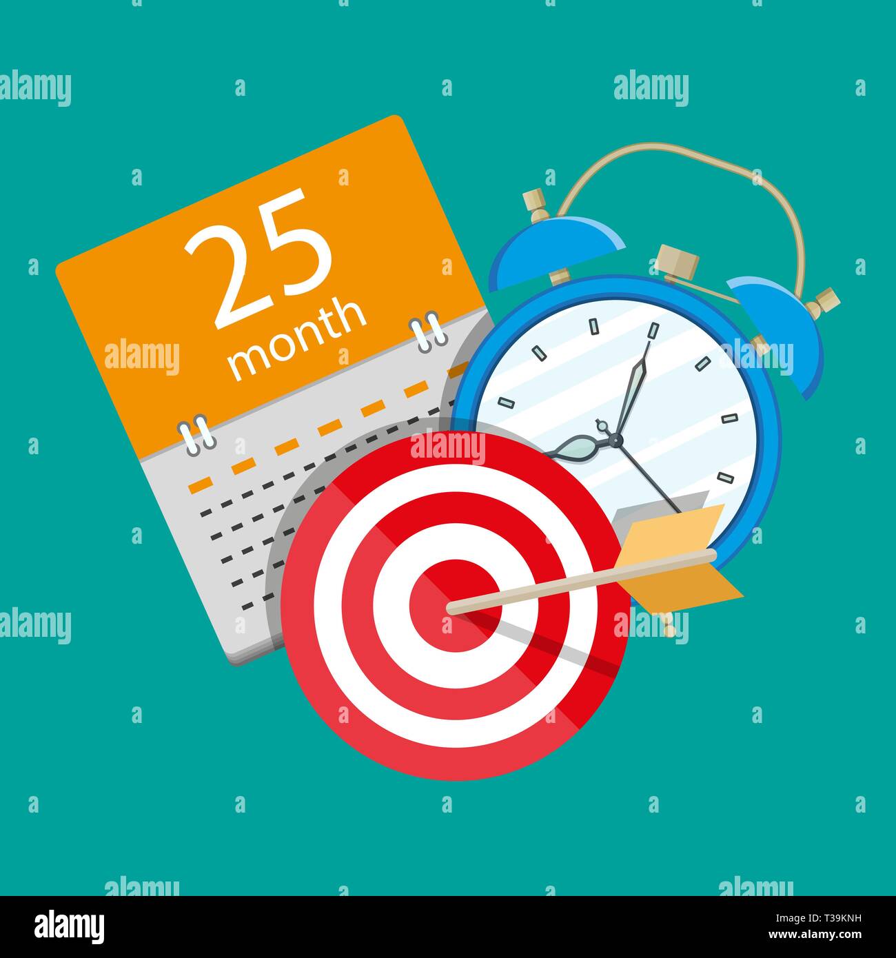 Alarm clock, calendar, target. Time management. deadline, planning ...