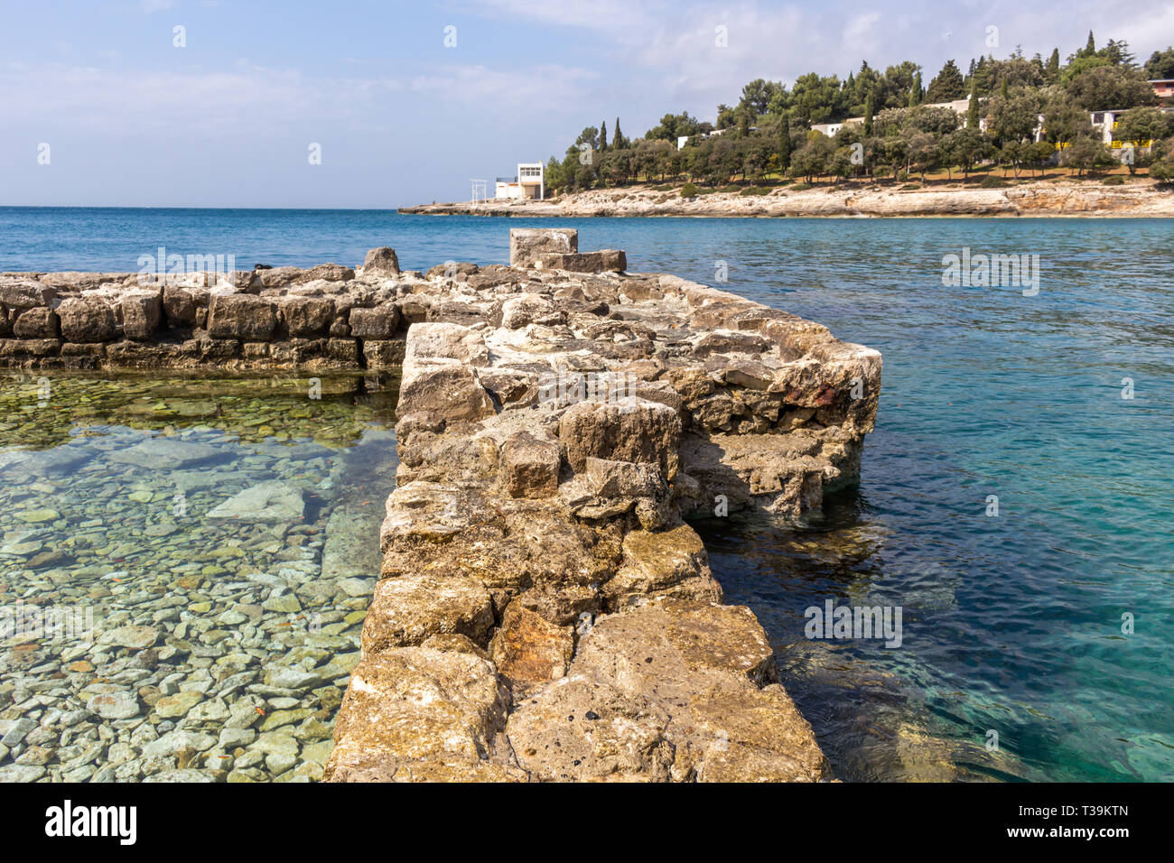Natural swimming pool on Verudela beach in Pula, Croatia Stock Photo ...