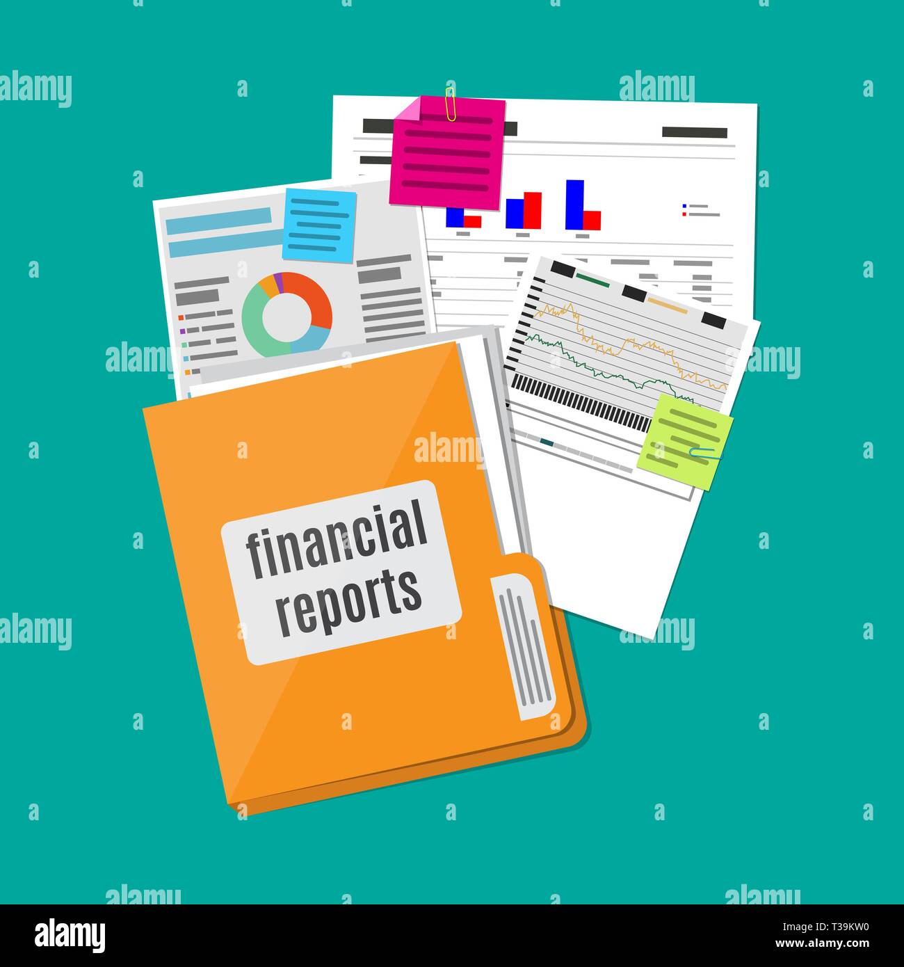clipboard with financial reports. vector illustration in flat design ...
