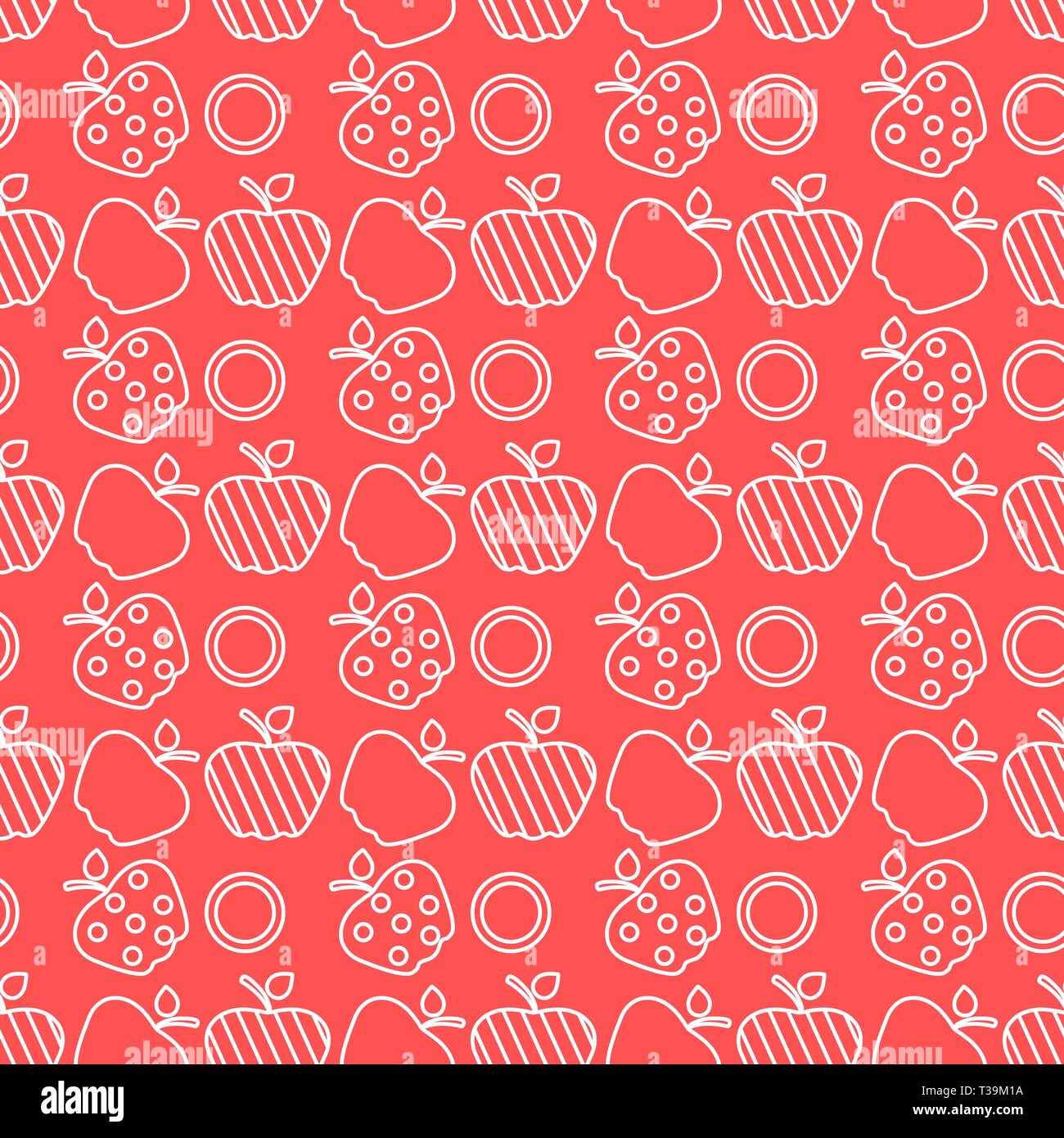 Seamless pattern with apples. Vector illustration with apple and leaf. Fruit background. Design ...