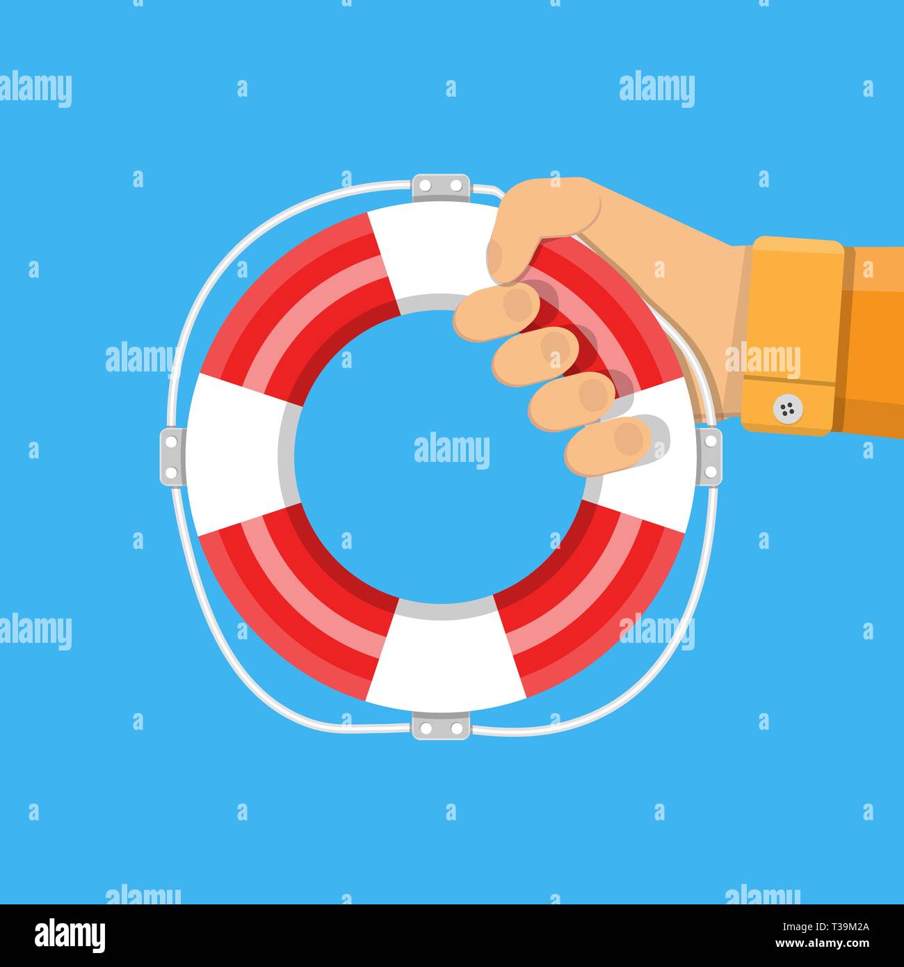 hand with lifebuoy. support and assistance concept. vector illustration ...