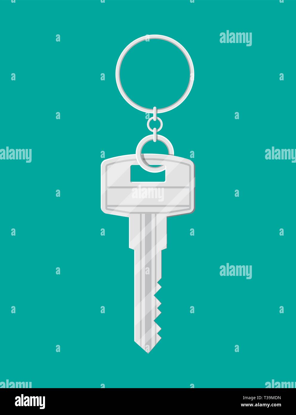 Metal key with ring in flat style. vector illustration Stock Vector ...