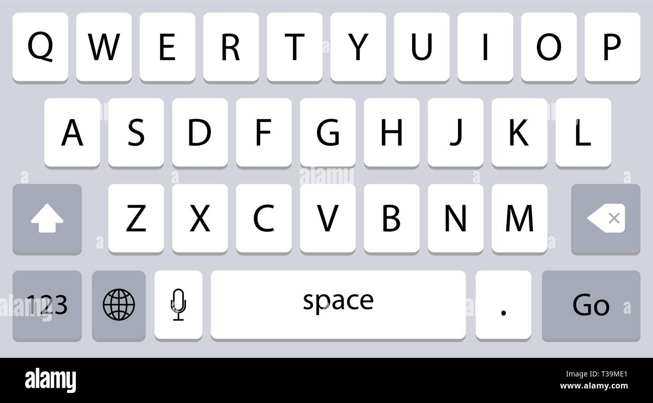 Smartphone keyboard, alphabet buttons vector illustration flat style ...