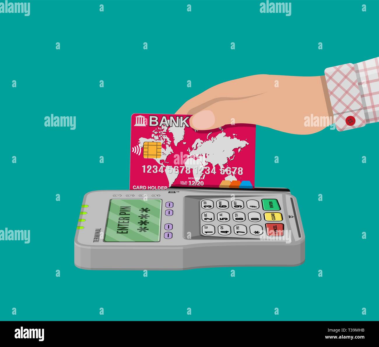 Bank card and payment pos terminal. vector illustration in flat style ...