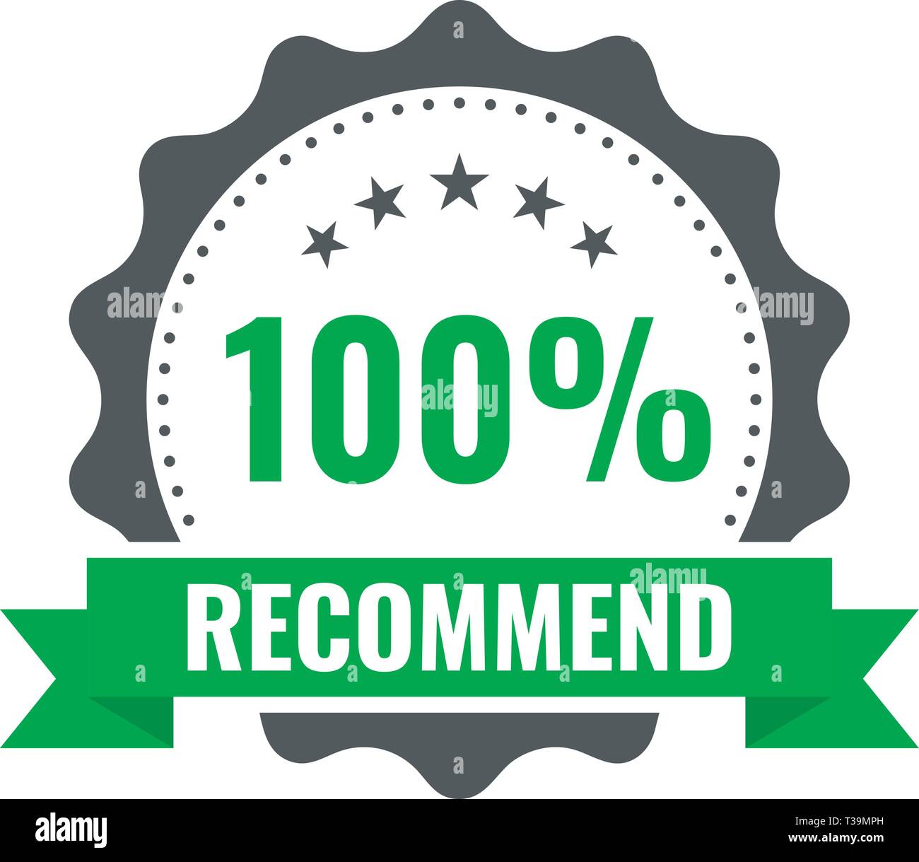 Recommended Stamp, Sticker, Seal. Round banner with ribbon recommended ...