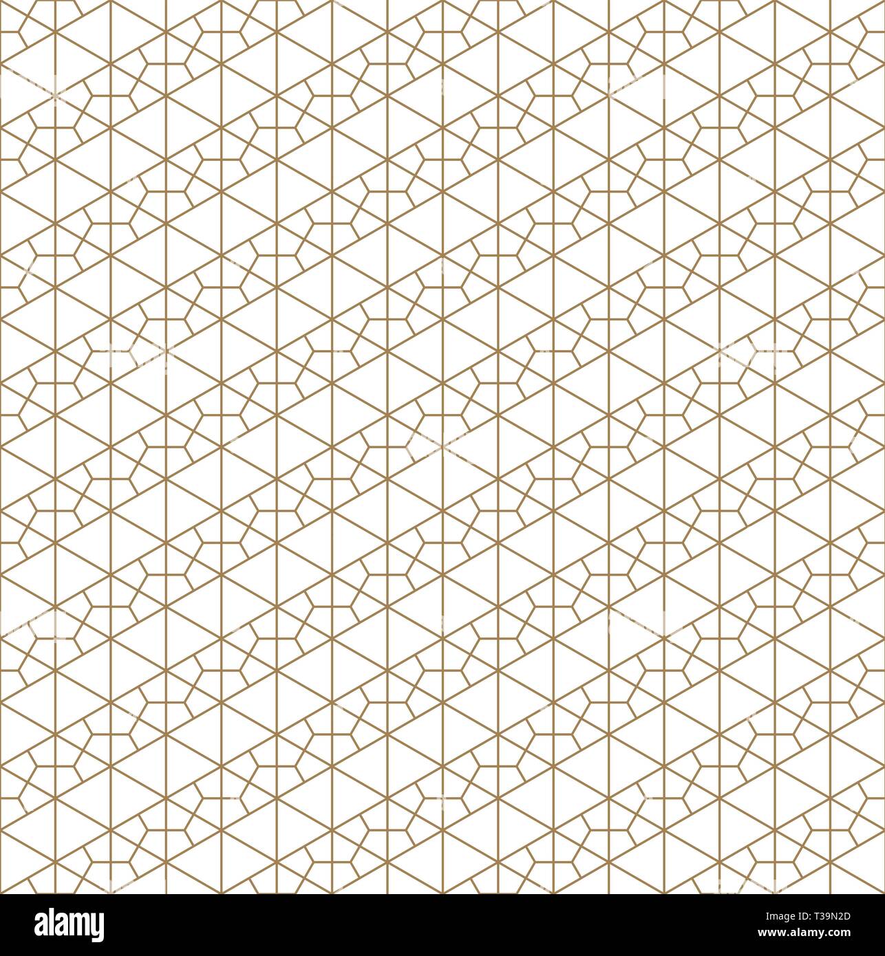 Japanese seamless geometric pattern .Gold silhouette lines.For design ...