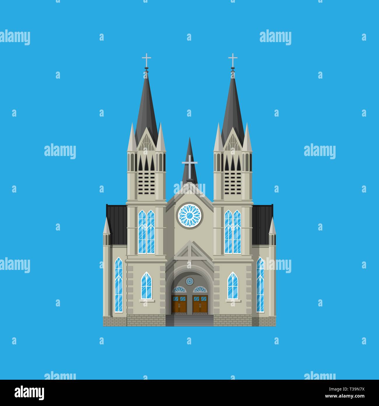 Exterior of catholic or protestant church cathedral in gothic style ...