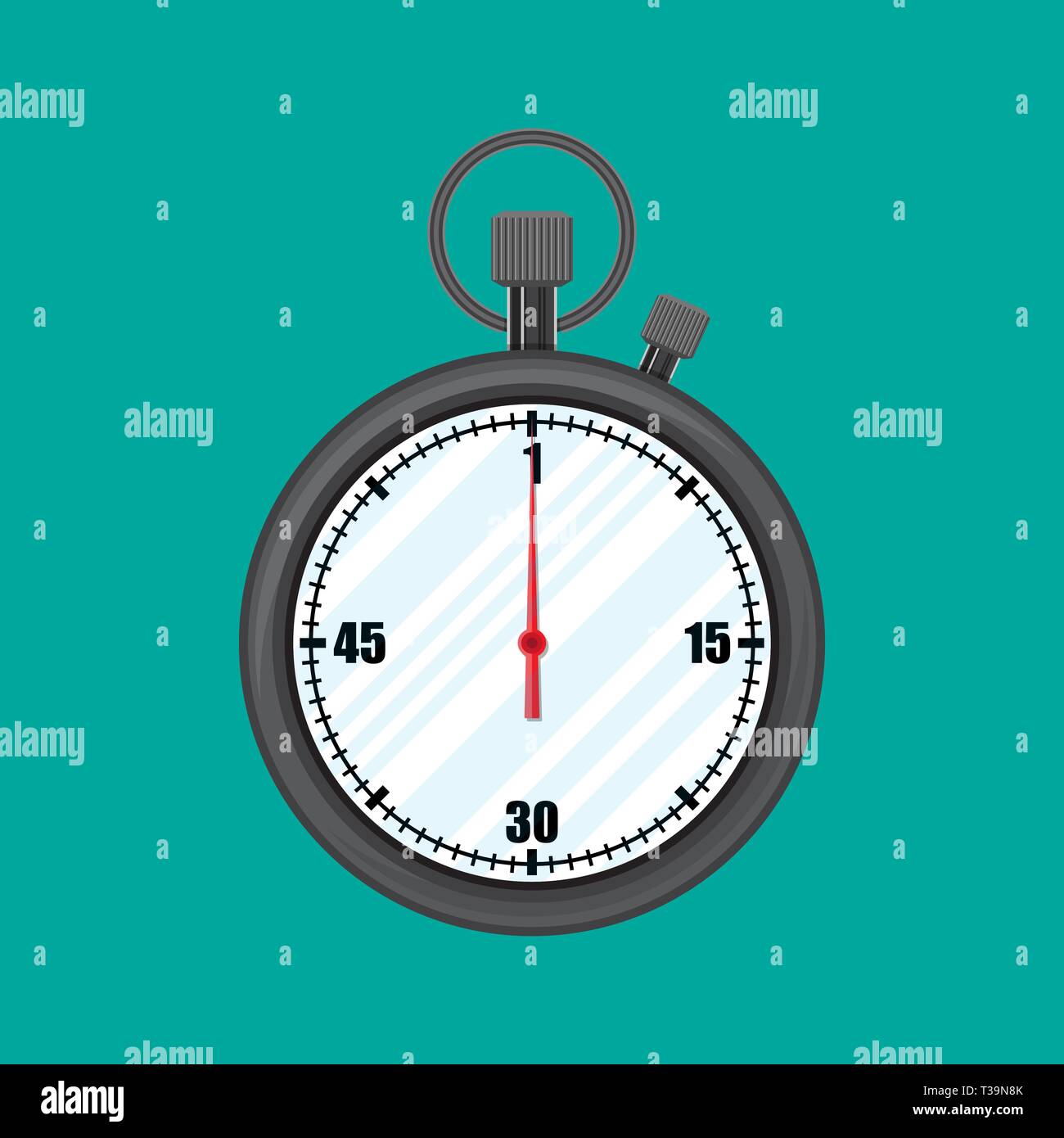 Analog Chronometer Timer Counter Stopwatch Vector Illustration In Flat Style Stock Vector