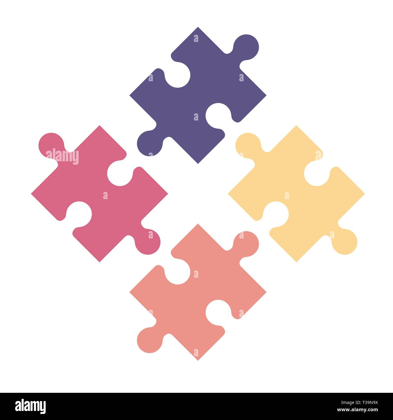 Multicolored puzzle pieces isolated on white background. Vector ...