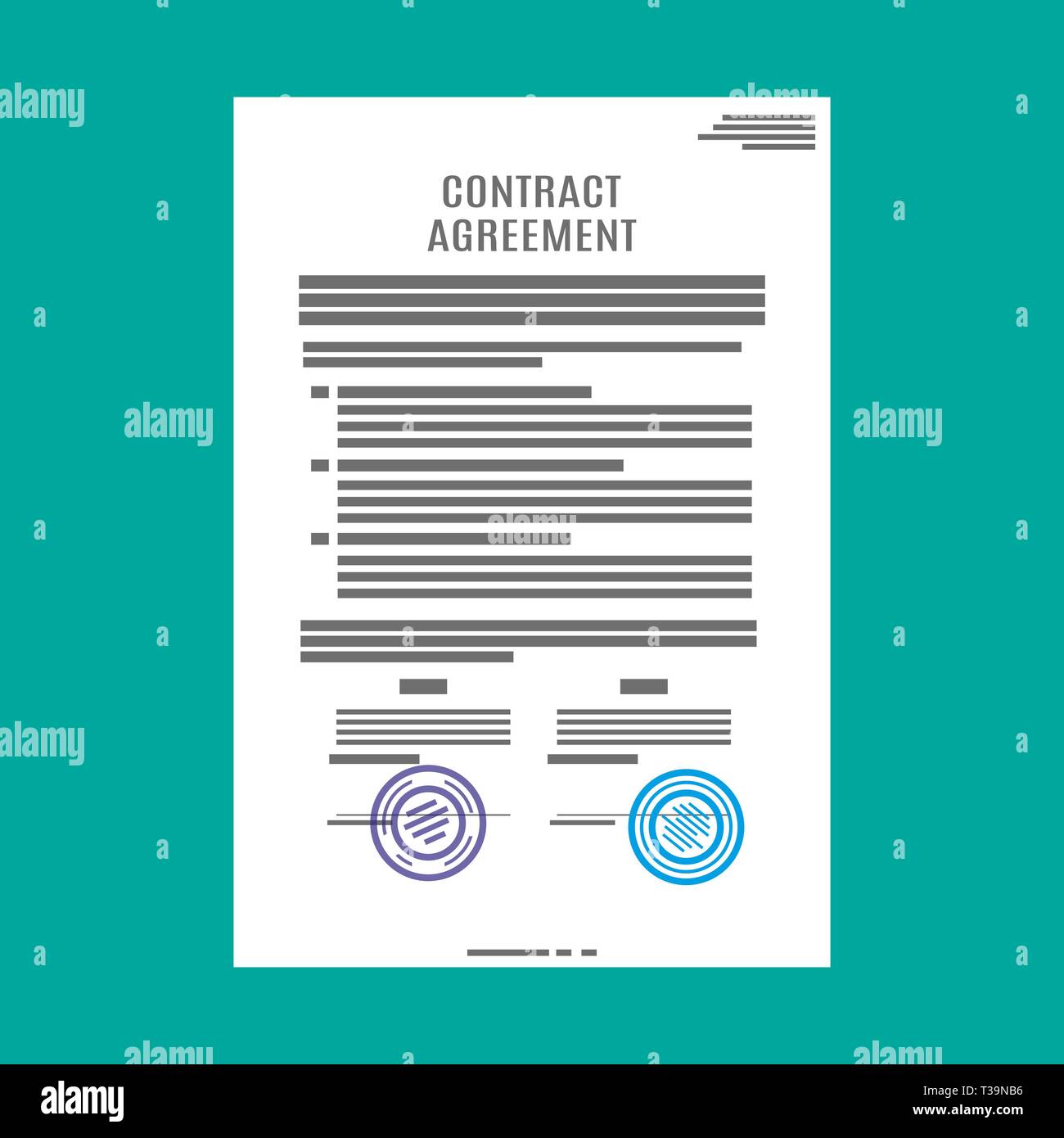 Contract agreement paper blank with seal. Vector illustration in flat ...