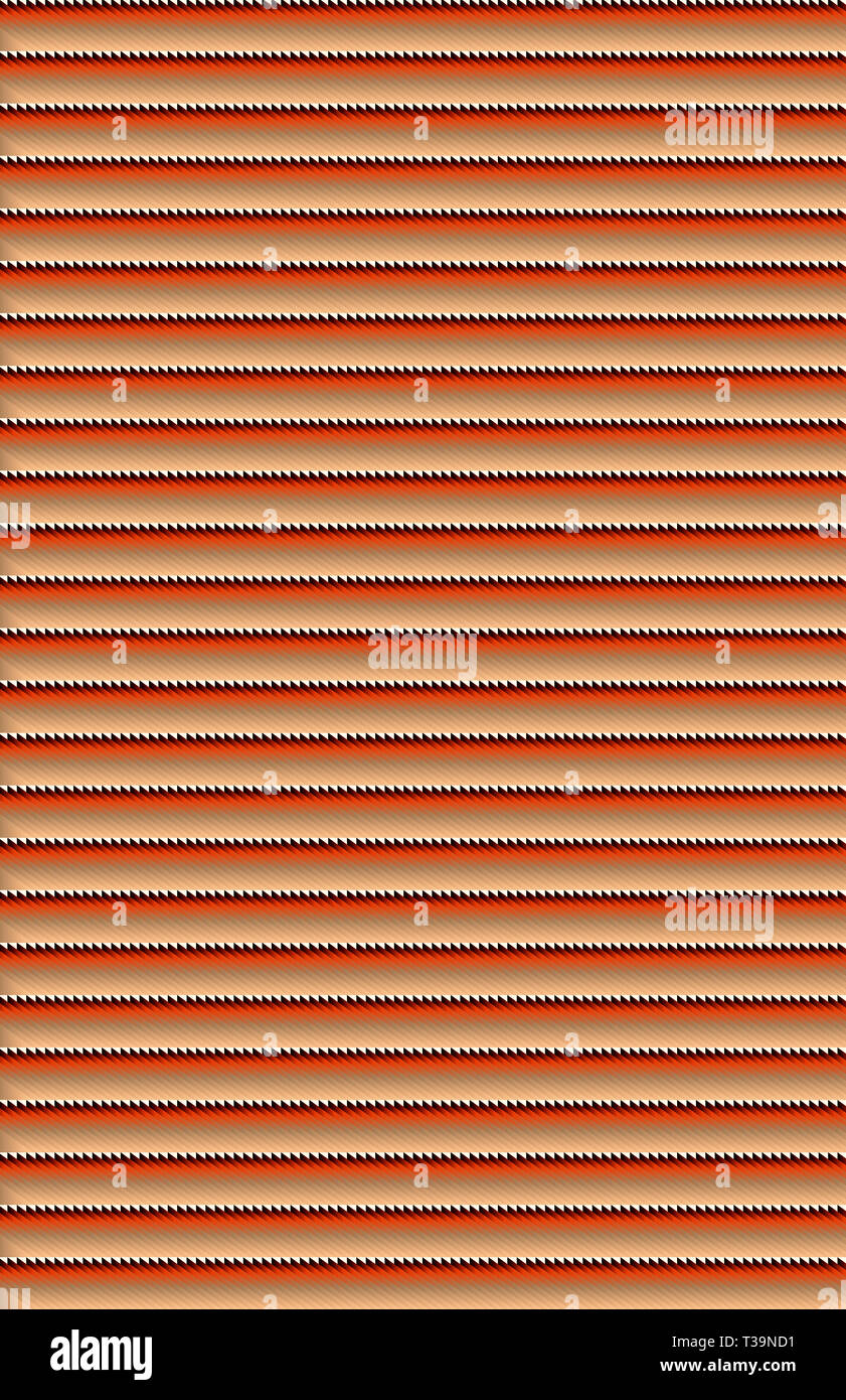 A bright orange pattern of jagged horizontal lines and shapes Stock ...