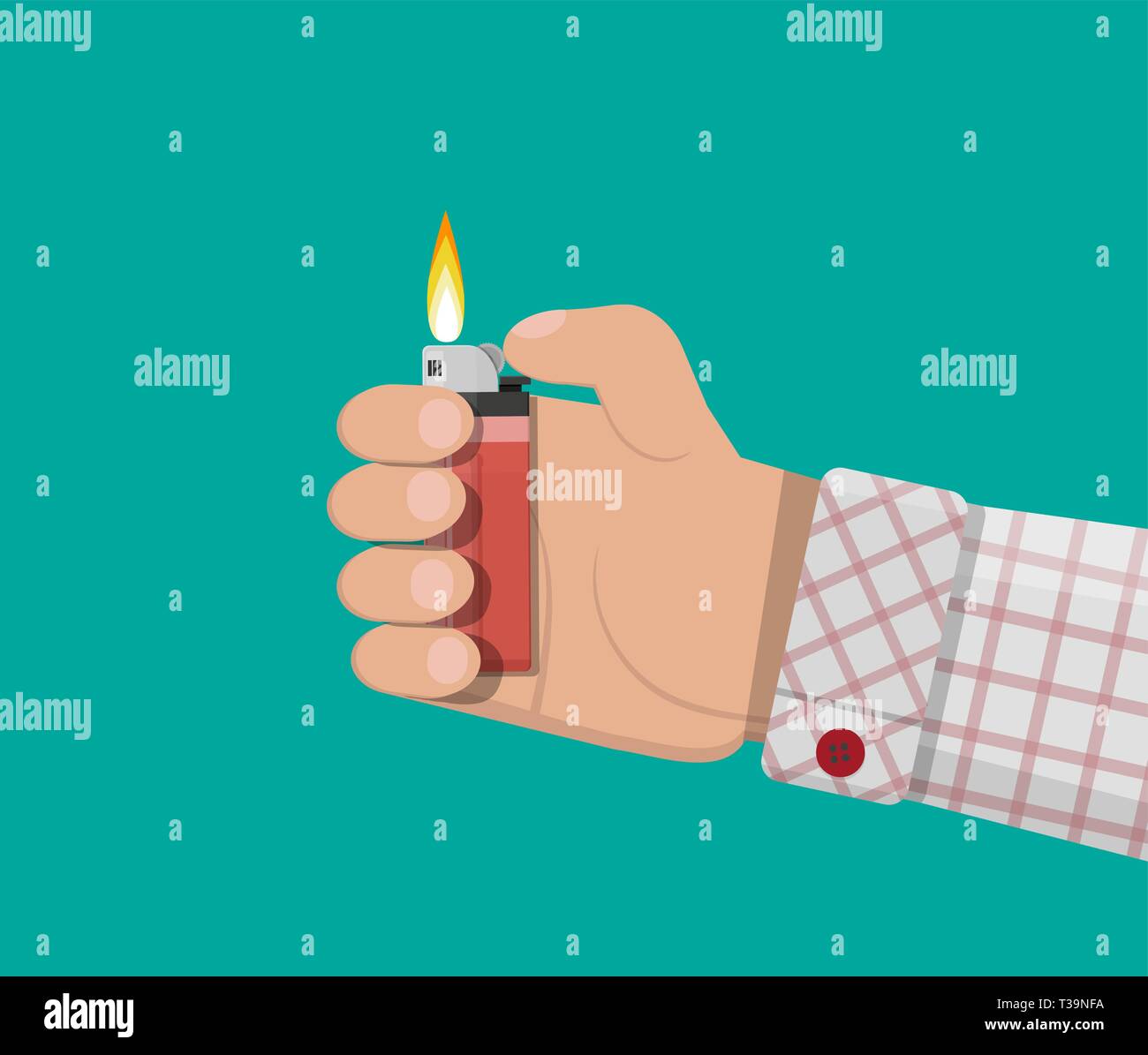Hand holding plastic lighter. Vector illustration in flat style Stock ...