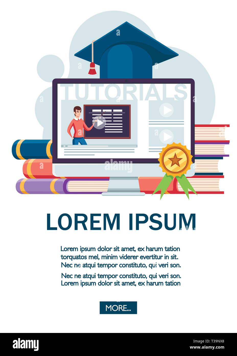 Online education concept. Flat vector illustration. Web site page and ...