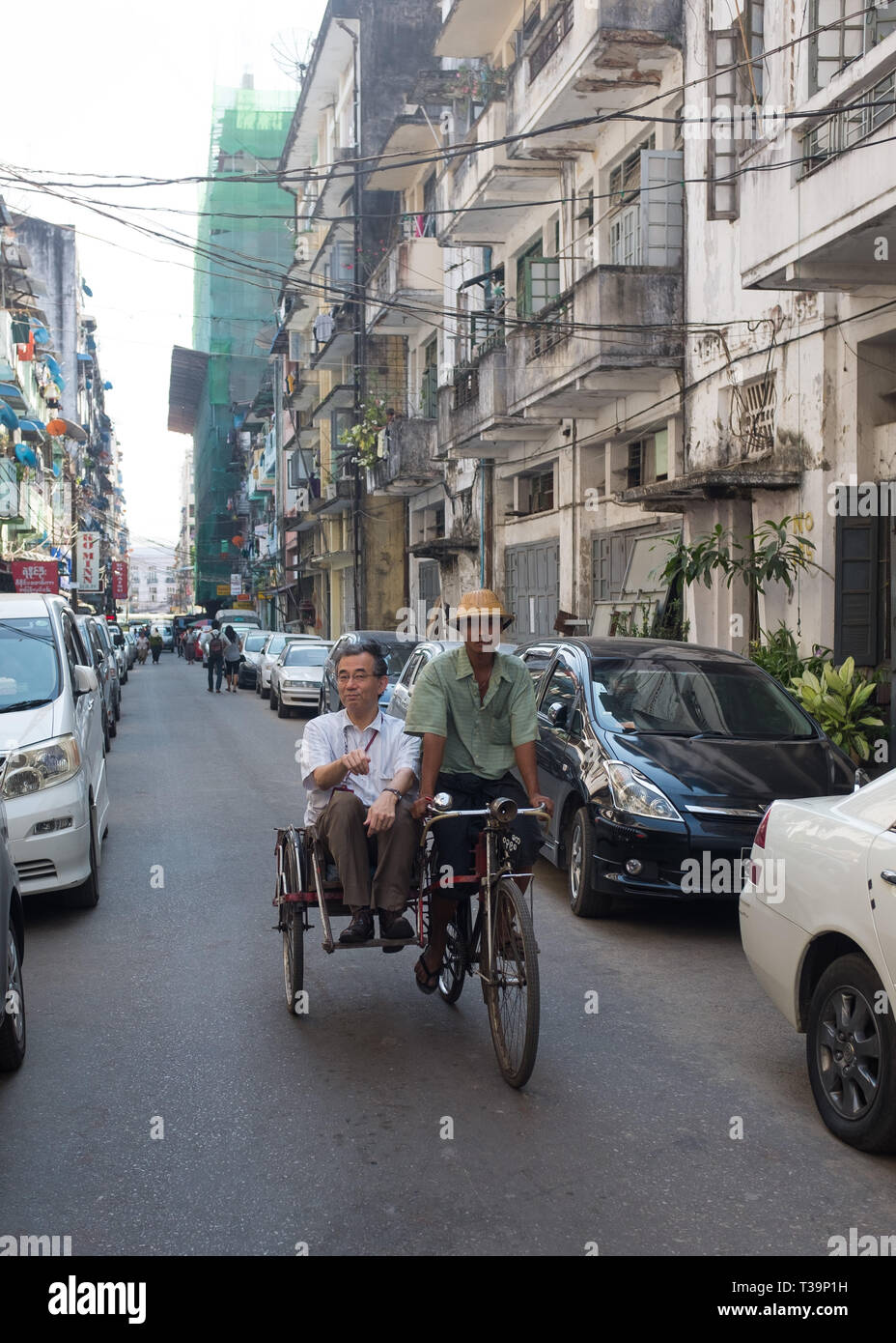bicycle rickshaw in Yangon, Myanmar (Burma Stock Photo - Alamy