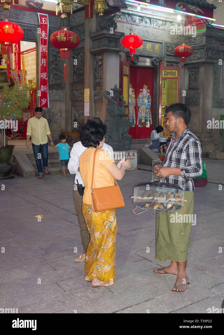 Chinese New Year celebration,Buddhist ceremonial release of captive ...