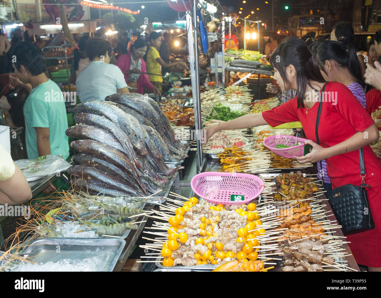 street food stall in downtown Yangon(Rangoon) , Myanmar (Burma Stock ...