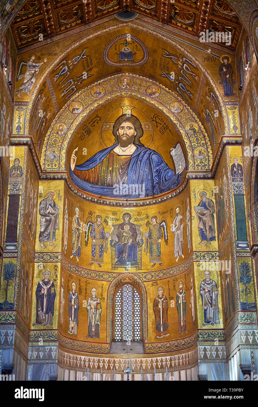 Christ Pantocrator mosaics of the Norman-Byzantine medieval cathedral ...