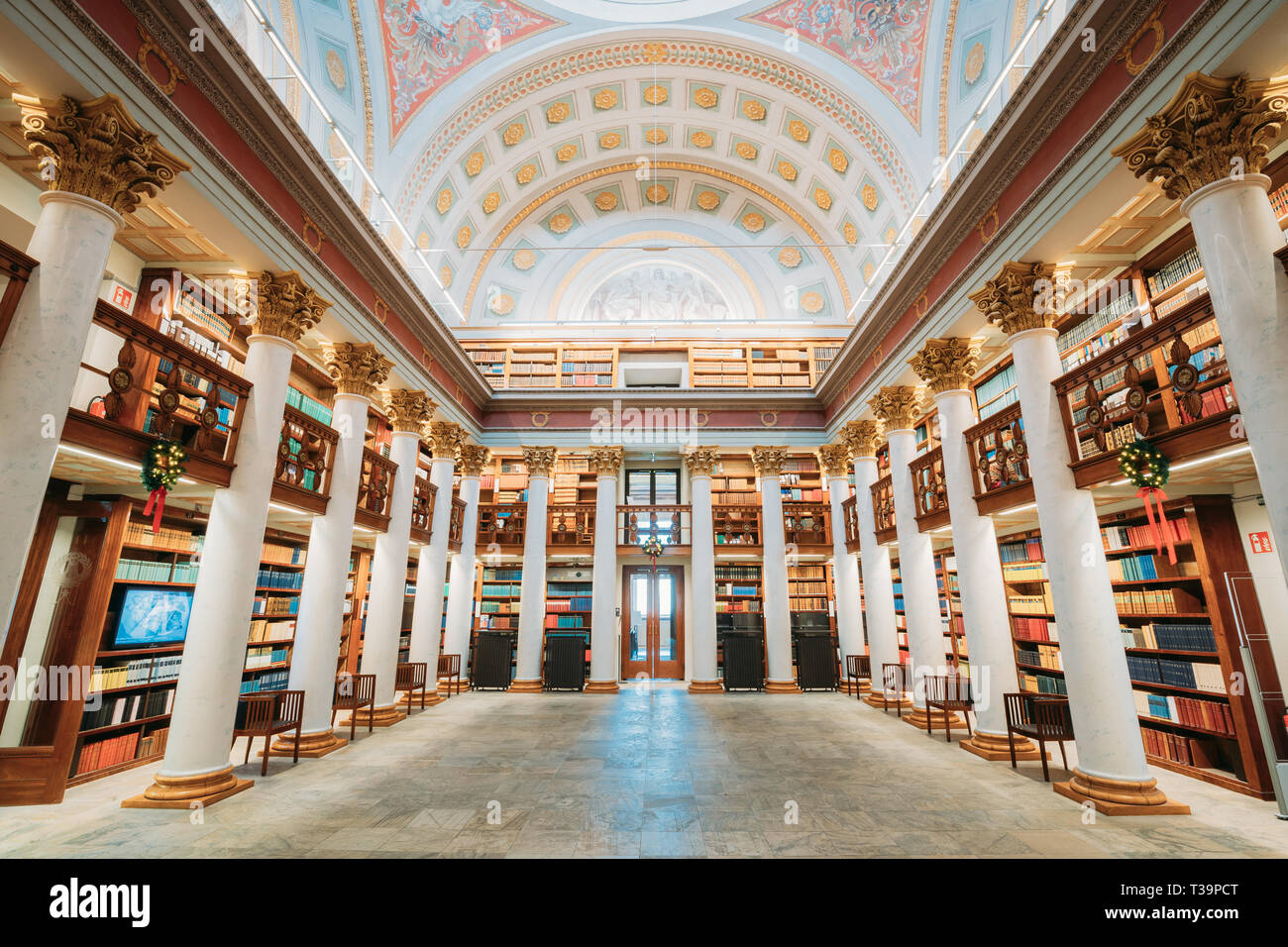 Helsinki, Finland. Hall In The National Library Of Finland Stock Photo ...